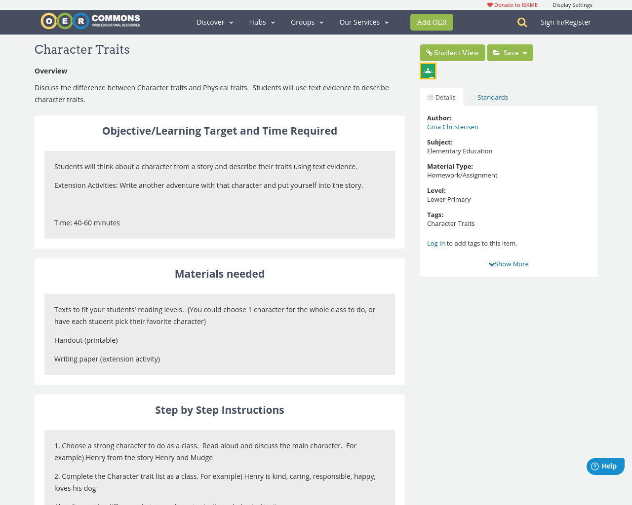 Character Traits | OER Commons