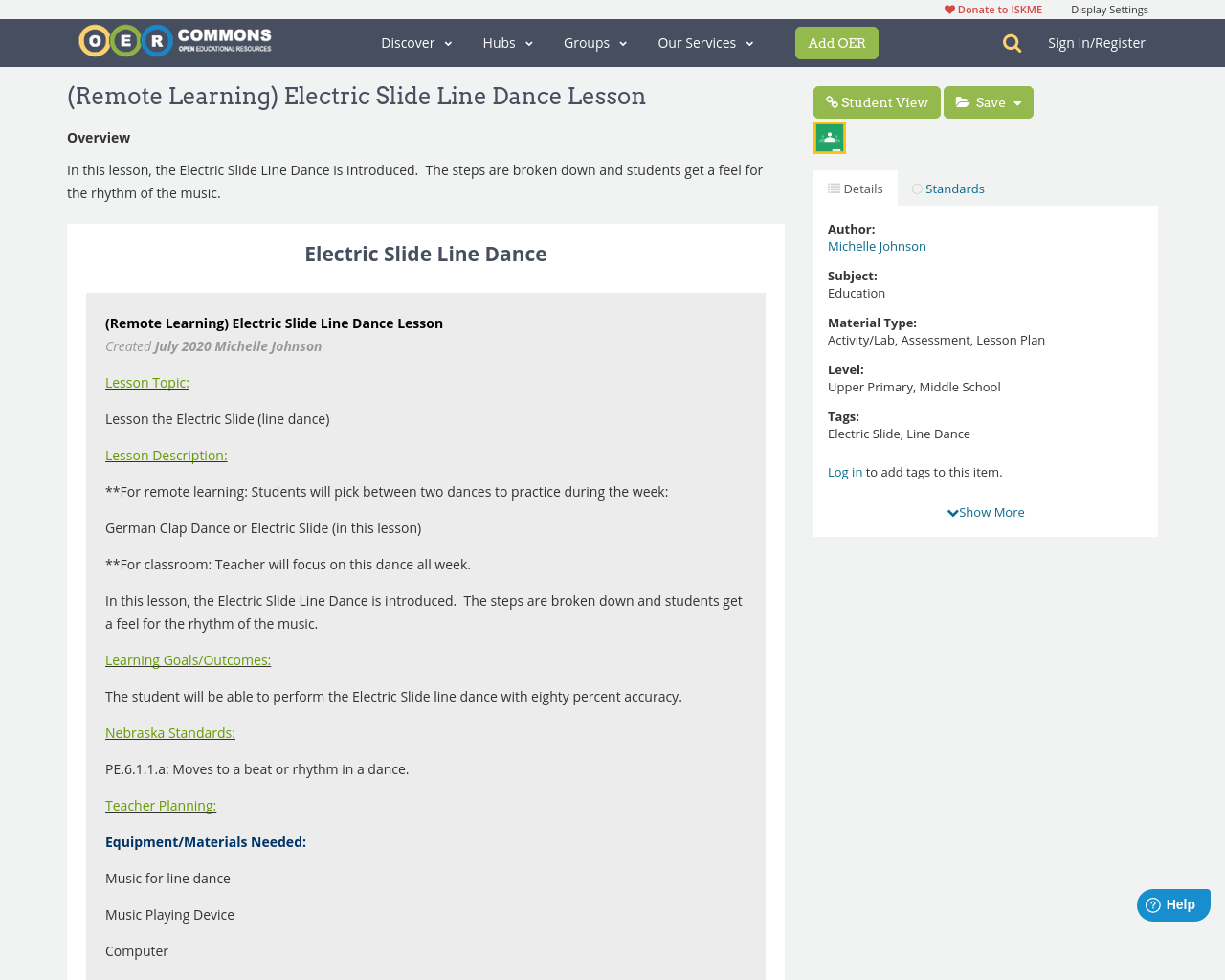 (Remote Learning) Electric Slide Line Dance Lesson | OER Commons