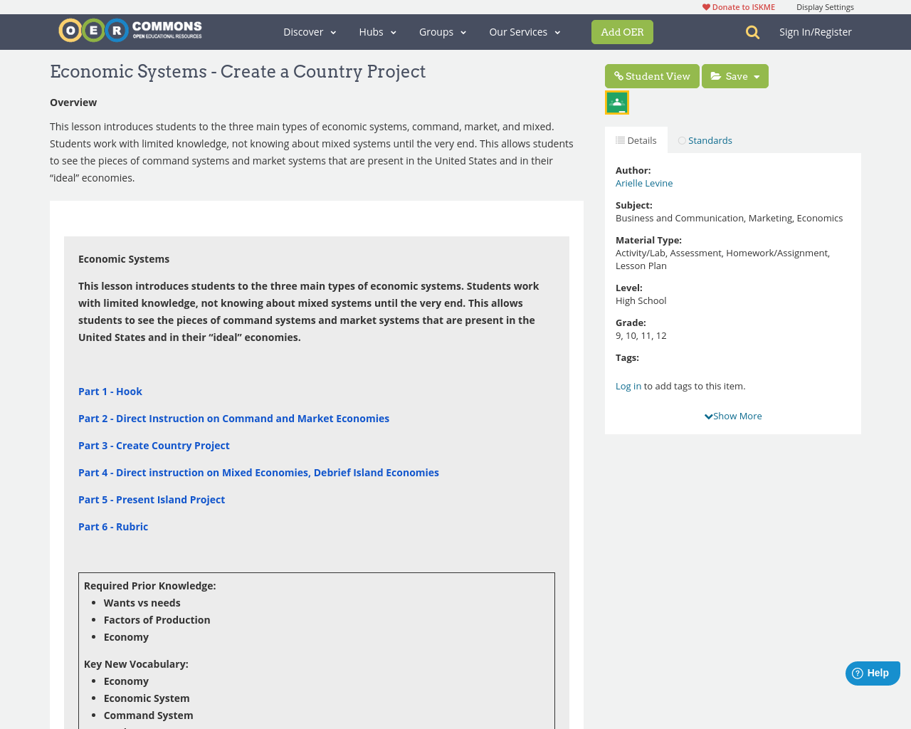 Economic Systems - Create a Country Project | OER Commons