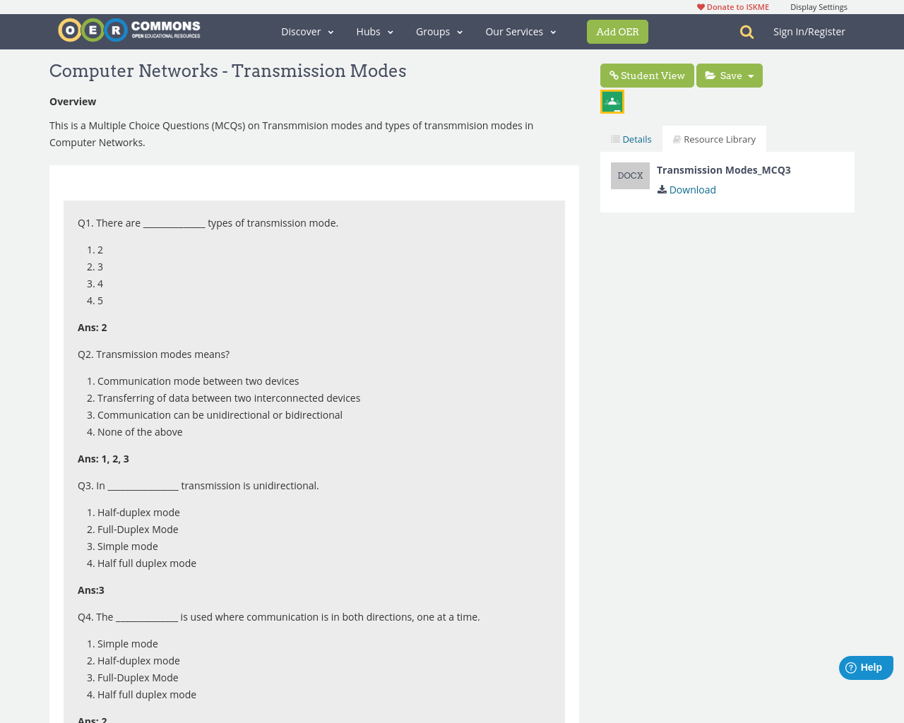 Computer Networks - Transmission Modes | OER Commons