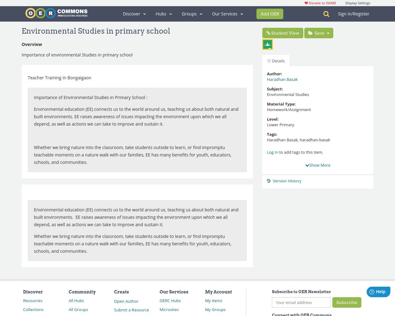 Environmental Studies in primary school | OER Commons