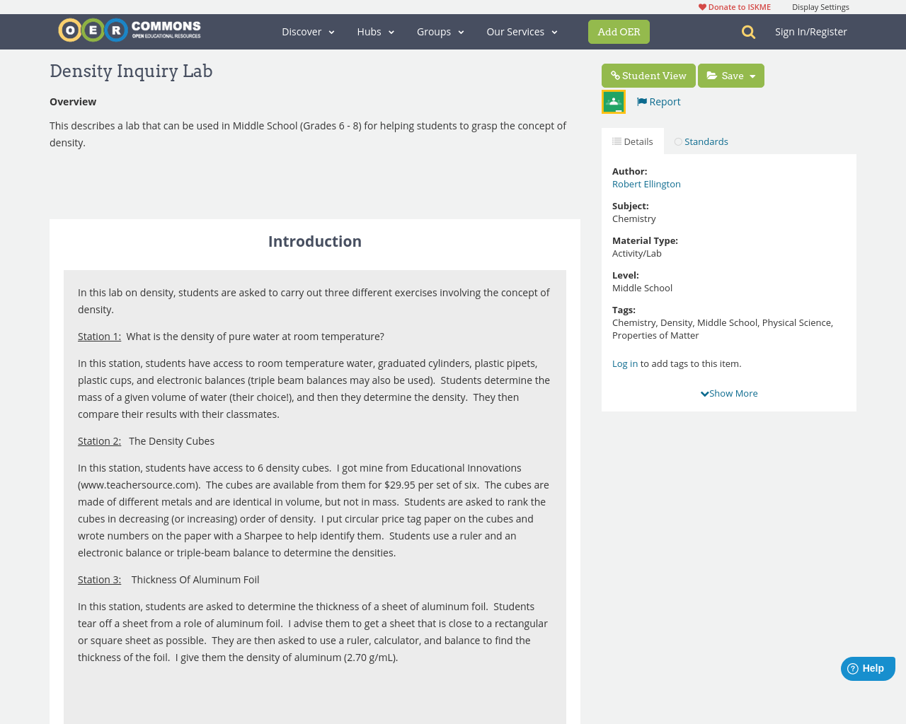 Density Inquiry Lab | OER Commons