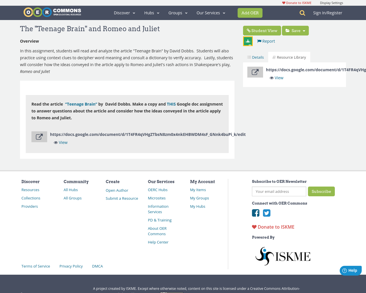 The "Teenage Brain" and Romeo and Juliet | OER Commons