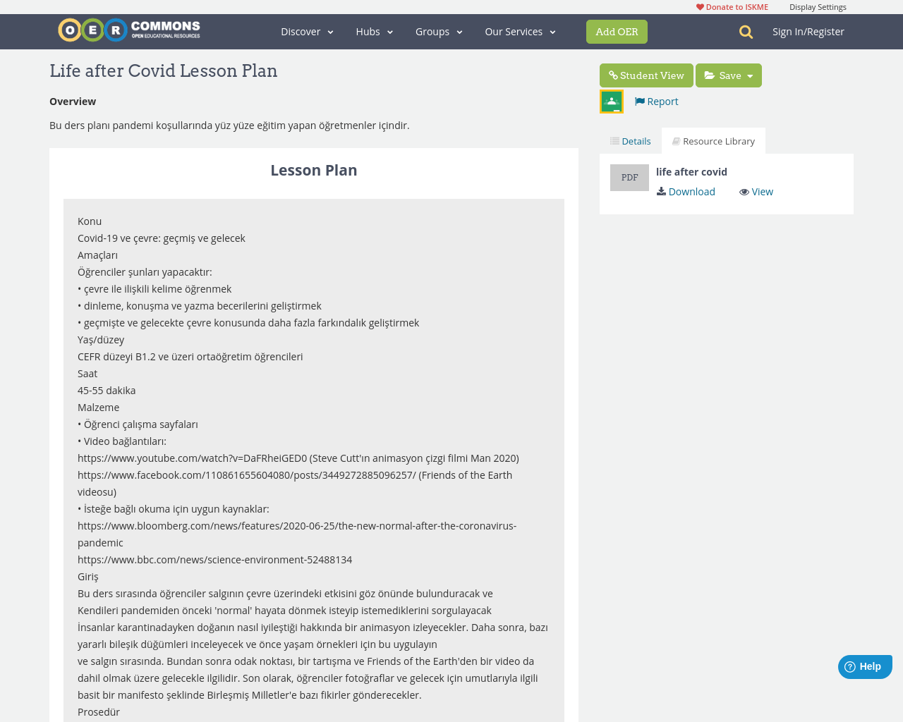 Life after Covid Lesson Plan | OER Commons