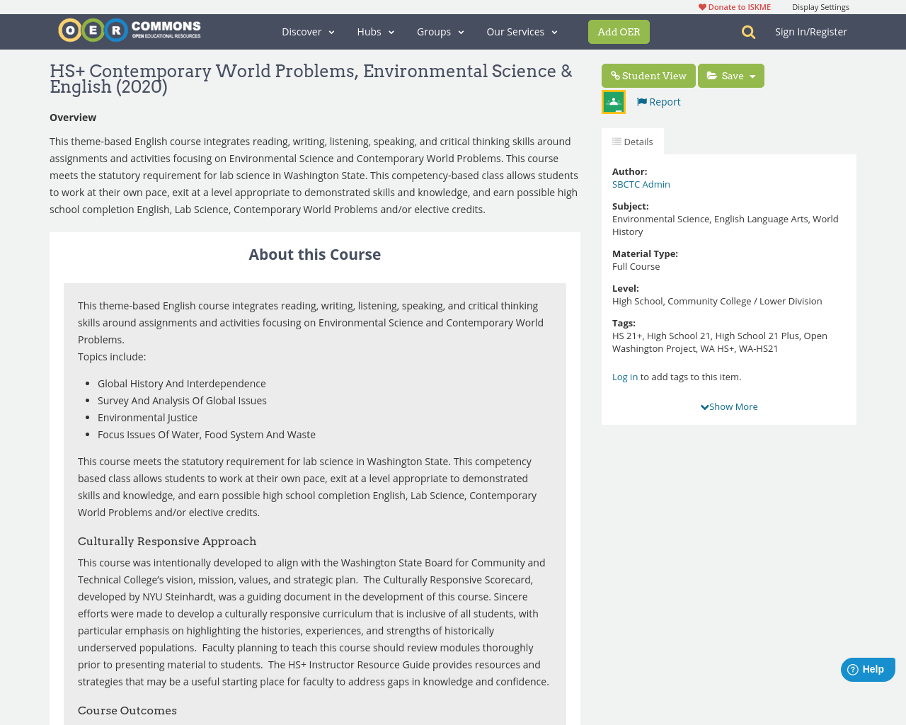 HS+ Contemporary World Problems, Environmental Science & English (2020 ...