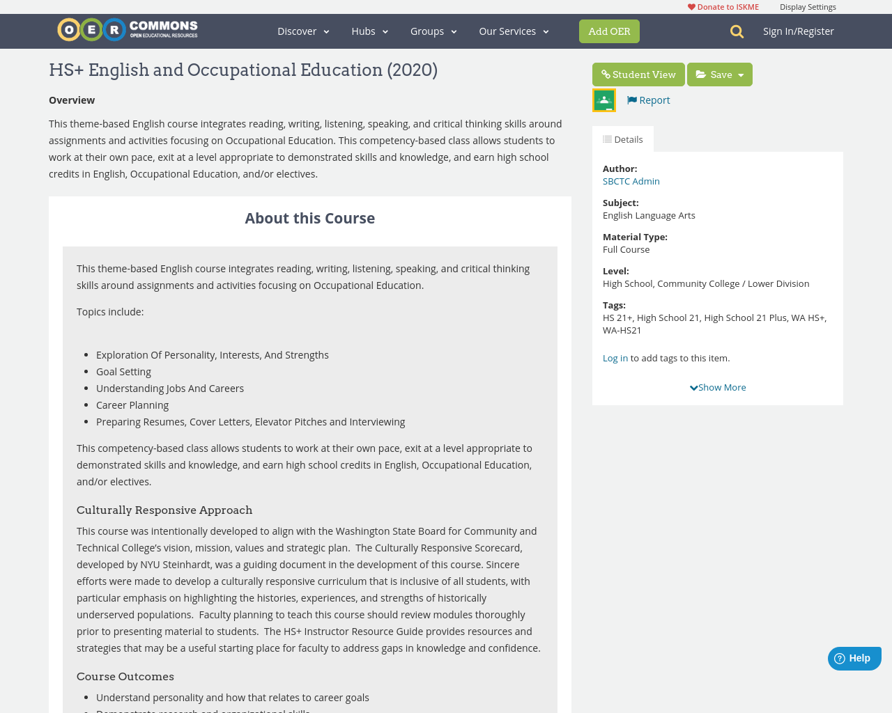 HS+ English and Occupational Education (2020) | OER Commons