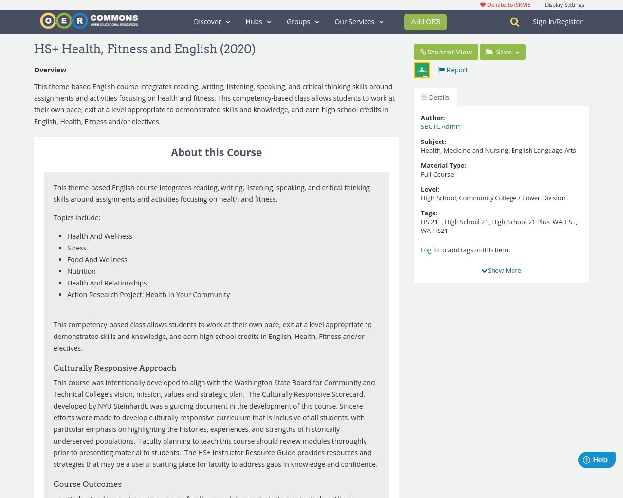 HS+ Health, Fitness and English (2020) | OER Commons