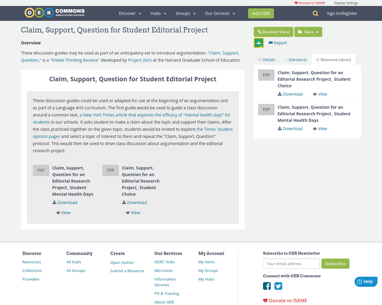 Claim, Support, Question for Student Editorial Project | OER Commons