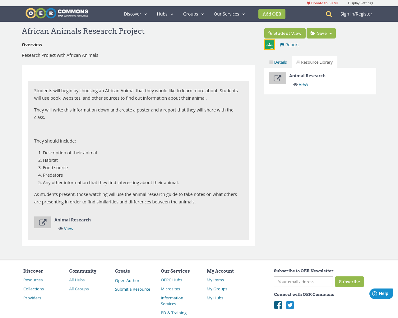 African Animals Research Project | OER Commons