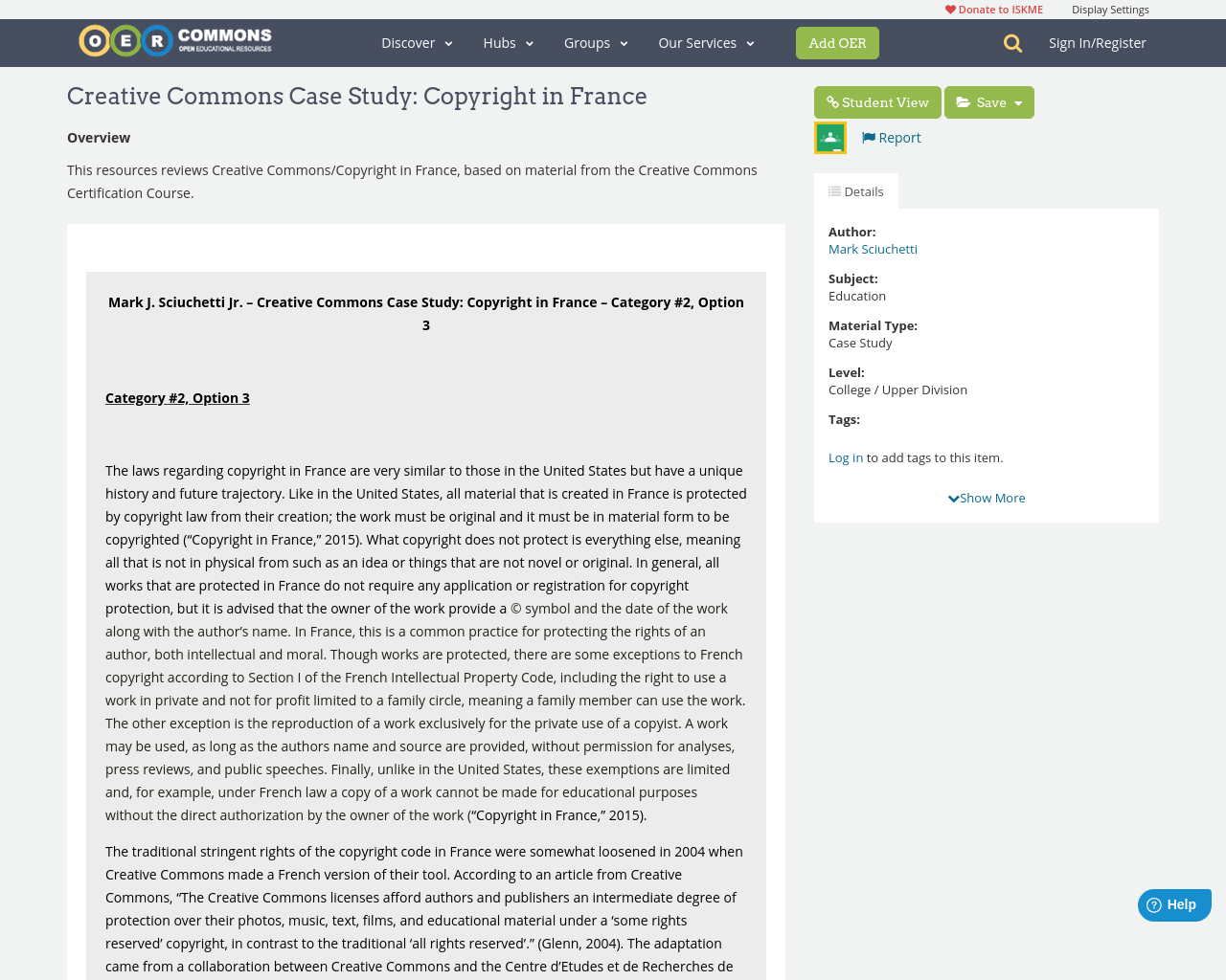 Creative Commons Case Study: Copyright in France | OER Commons