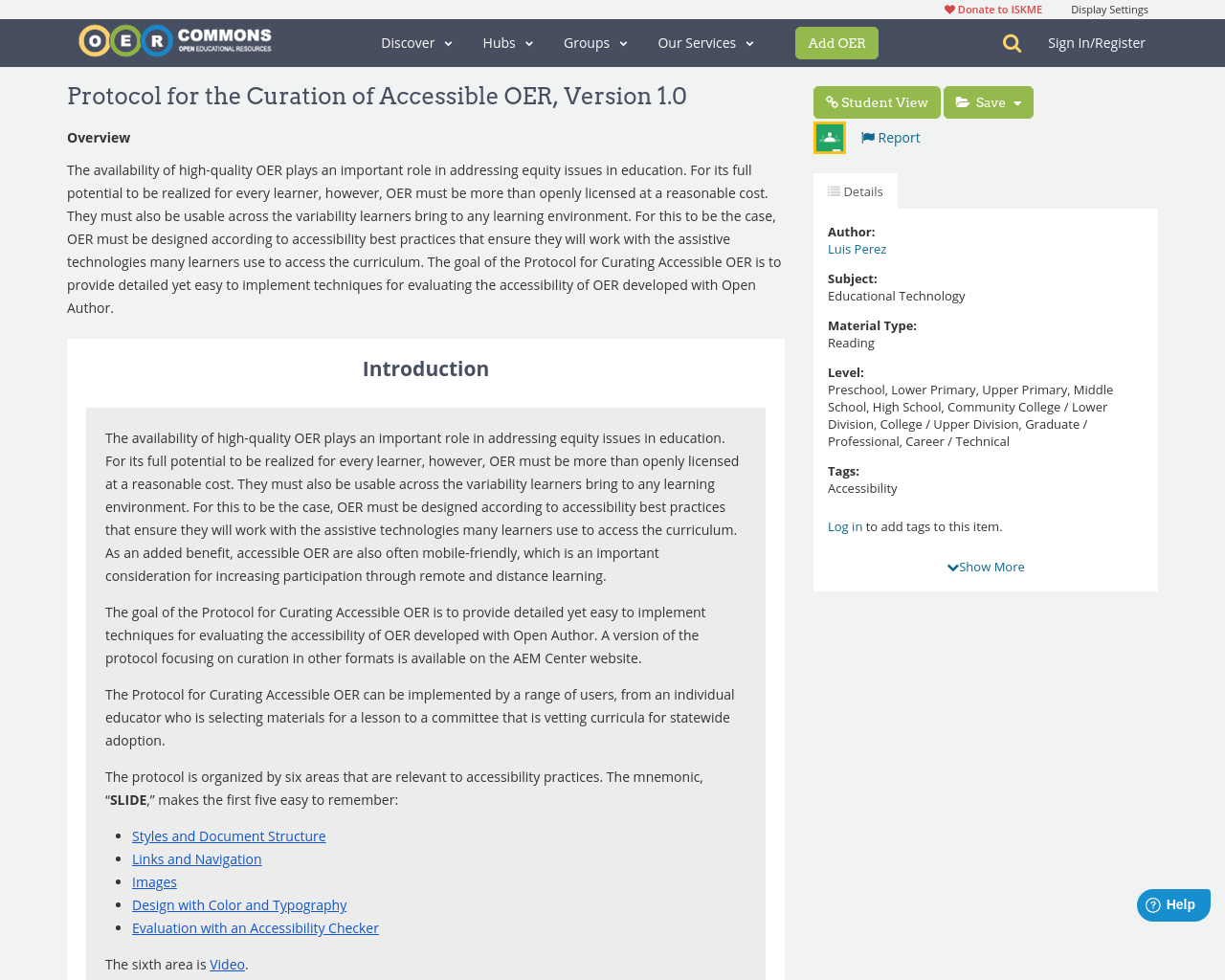Protocol for Curating Accessible OER | OER Commons