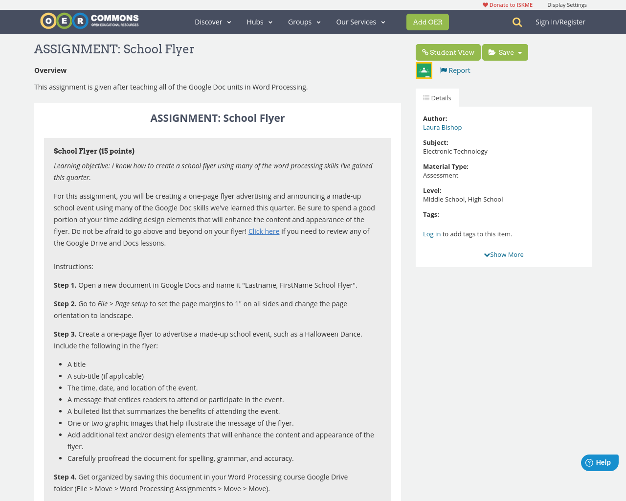 ASSIGNMENT: School Flyer | OER Commons