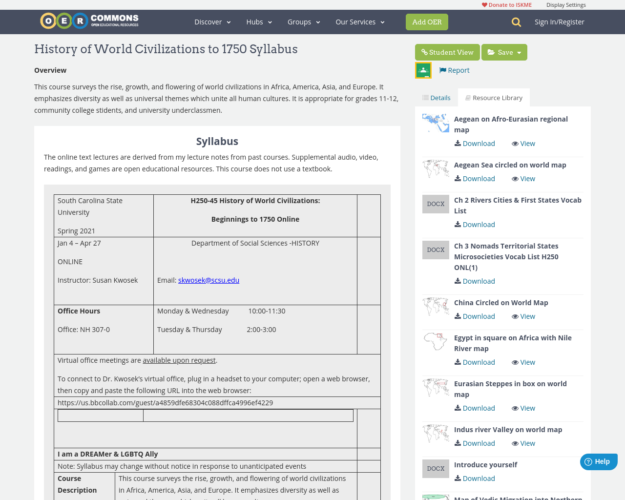 History of World Civilizations to 1750 Syllabus | OER Commons