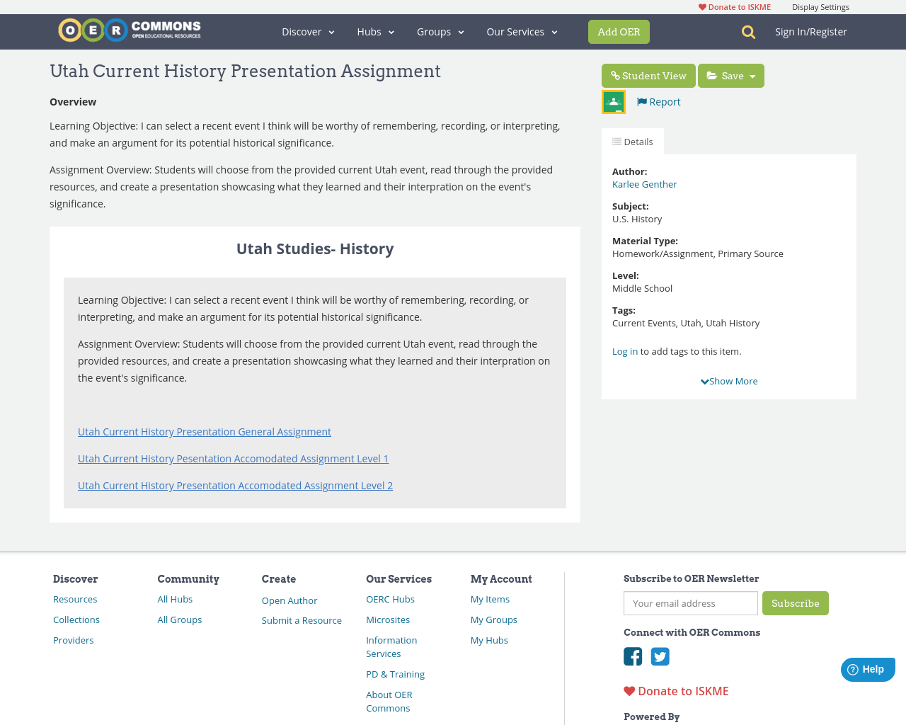 Utah Current History Presentation Assignment | OER Commons