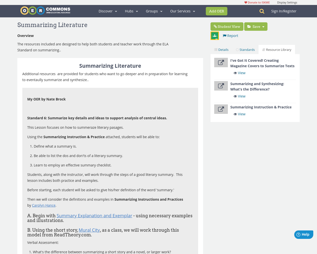 Summarizing Literature | OER Commons