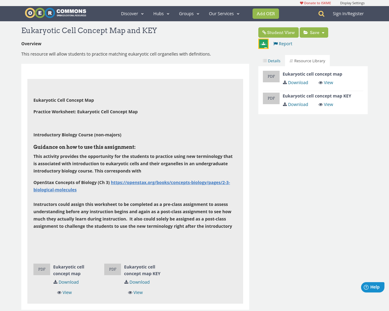 Eukaryotic Cell Concept Map and KEY | OER Commons