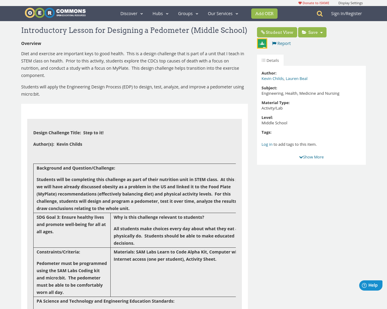 Introductory Lesson for Designing a Pedometer (Middle School) | OER Commons