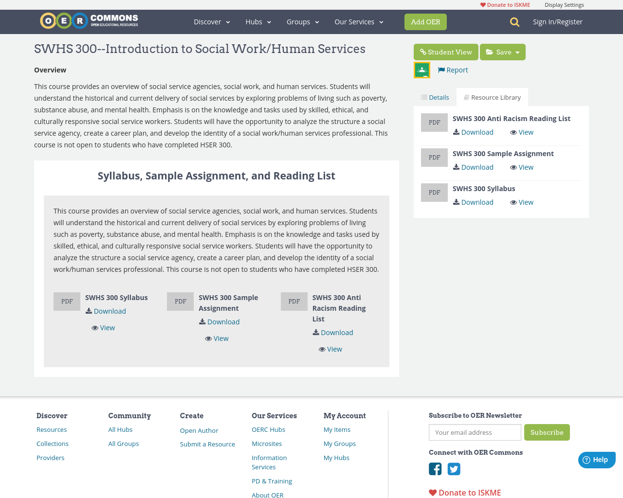 SWHS 300: Introduction to Social Work/Human Services | OER Commons