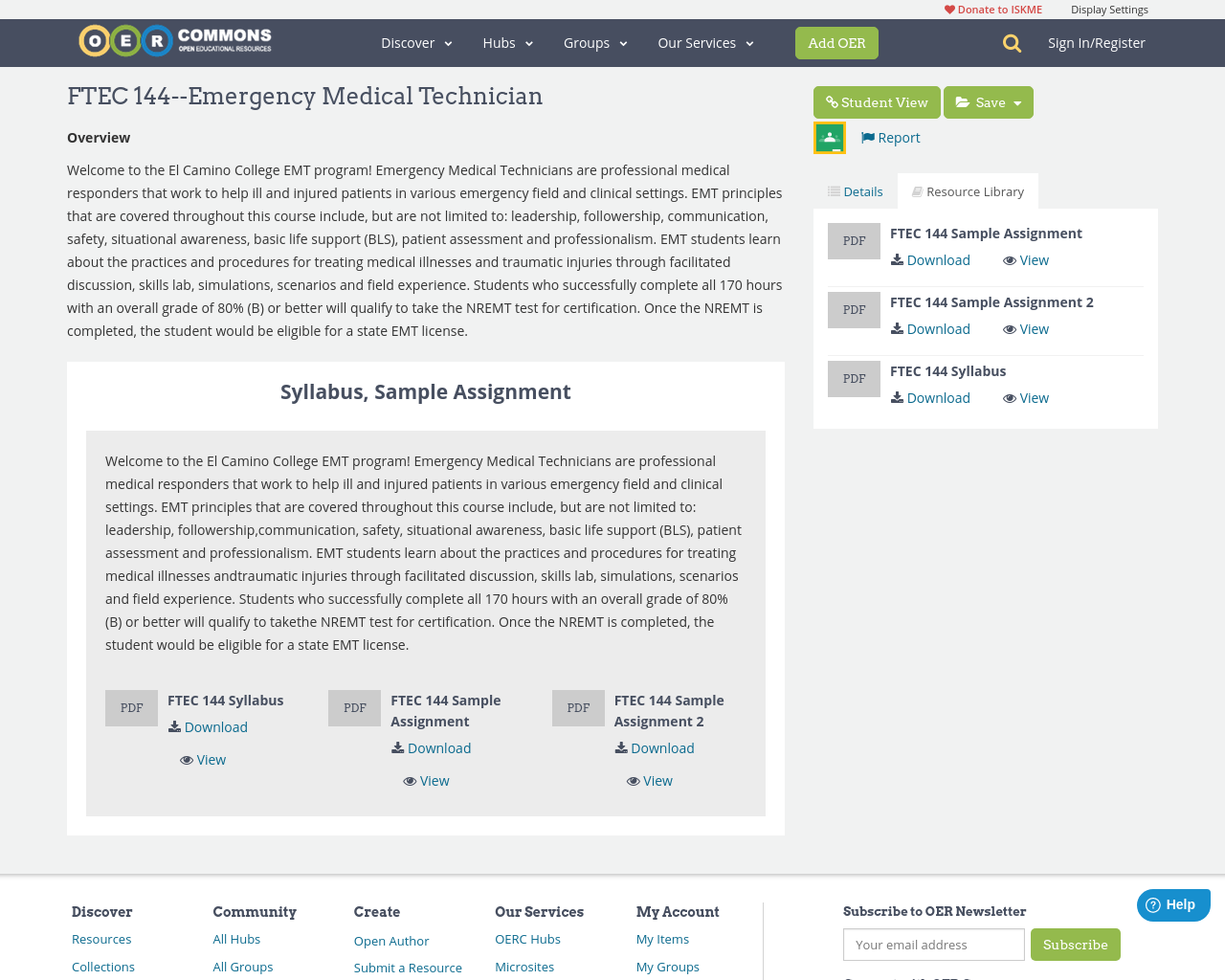 FTEC 144: Emergency Medical Technician | OER Commons