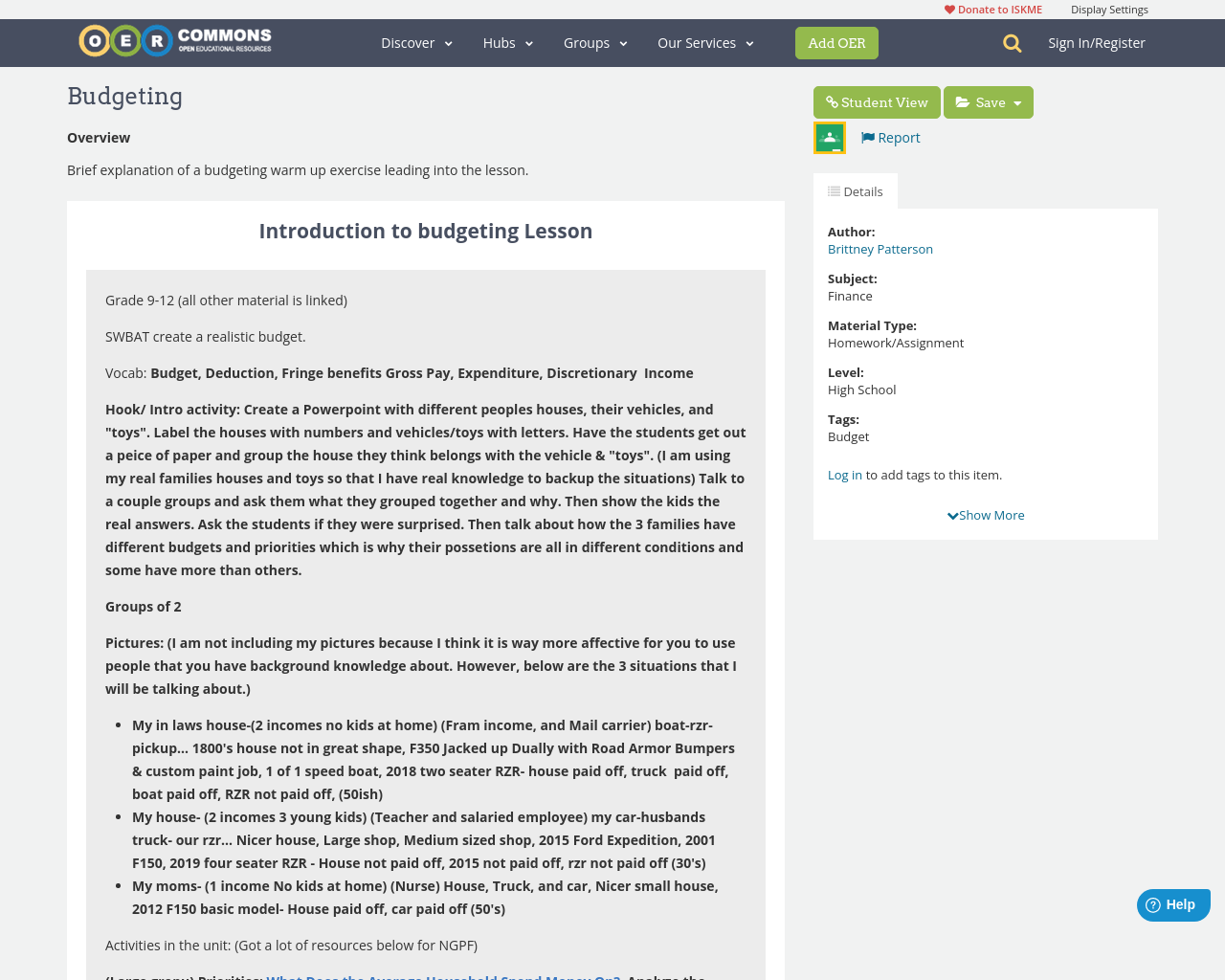 Budgeting | OER Commons