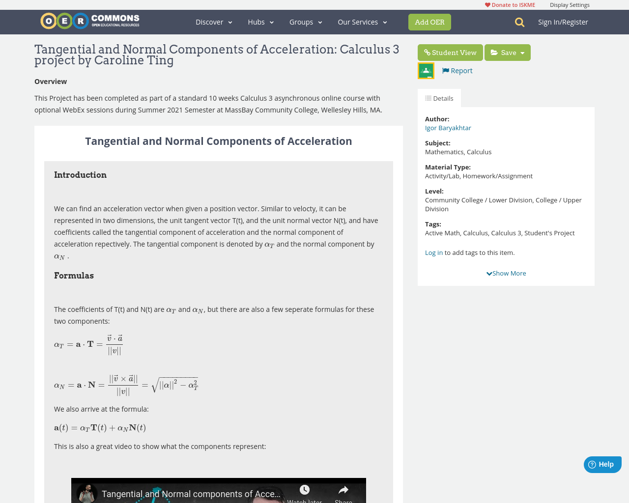 Tangential and Normal Components of Acceleration: Calculus 3 project by ...