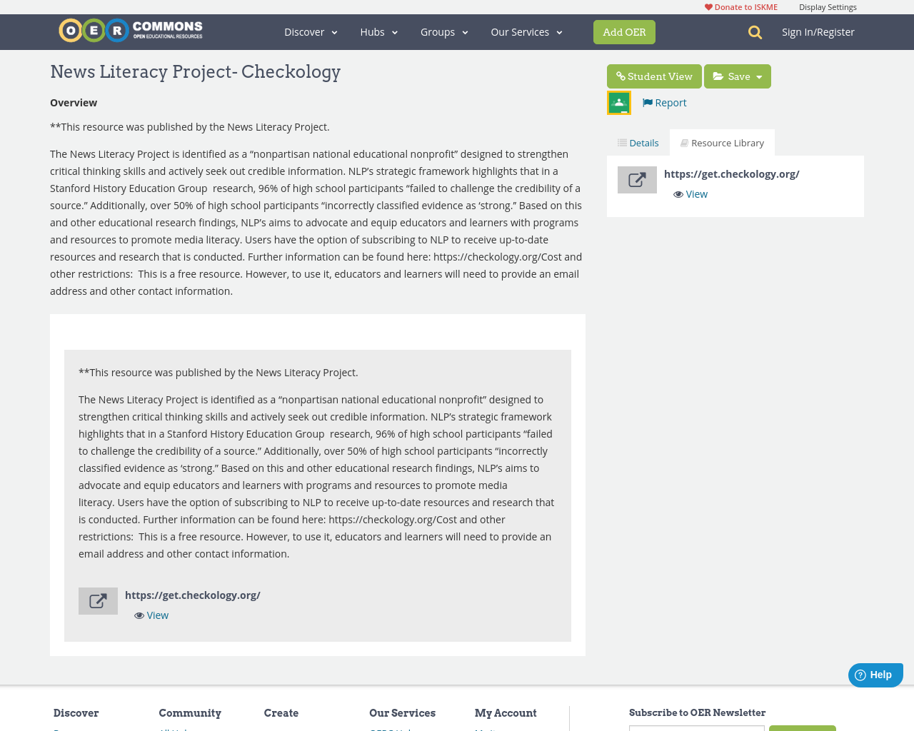 News Literacy Project- Checkology | OER Commons