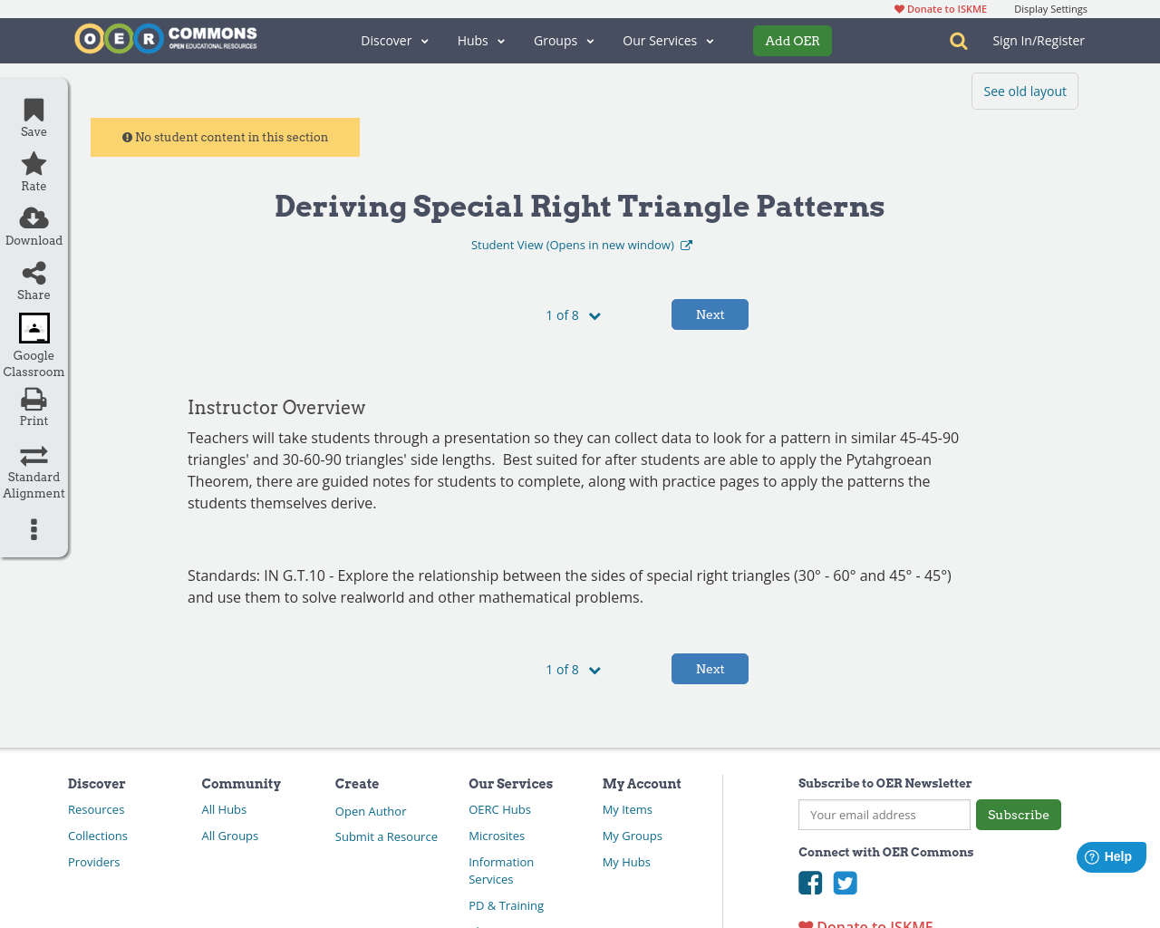 Deriving Special Right Triangle Patterns | OER Commons