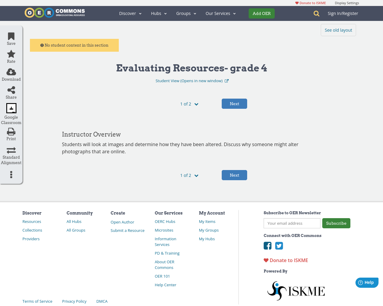 Evaluating Resources- grade 4 | OER Commons