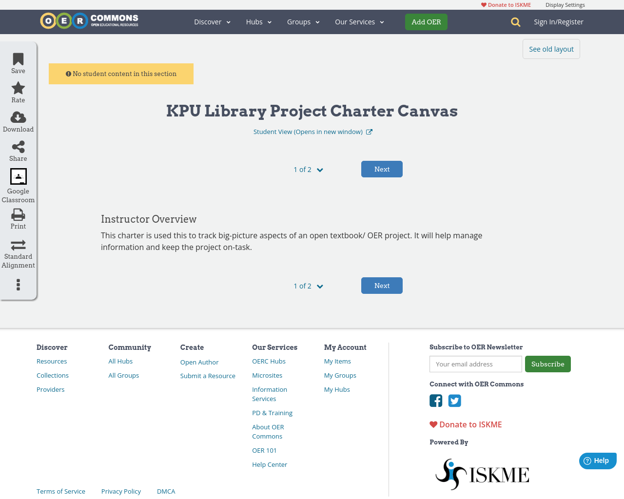KPU Library Project Charter Canvas | OER Commons