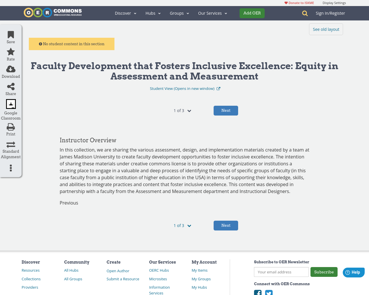 Faculty Development that Fosters Inclusive Excellence: Equity in Assessment and Measurement ...