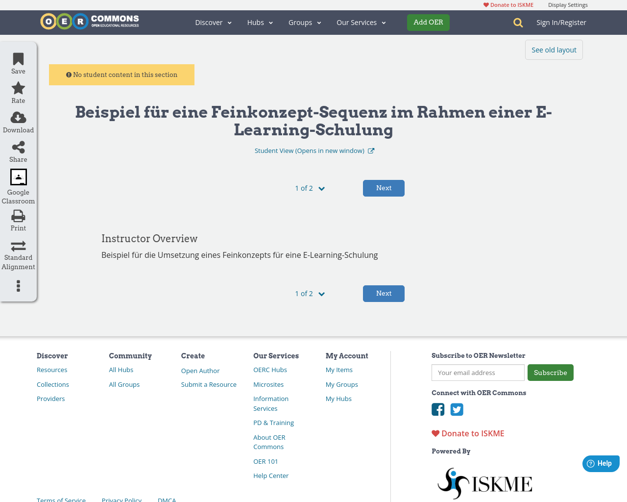 Beispiel für eine Feinkonzept-Sequenz im Rahmen einer E-Learning-Schulung | OER Commons