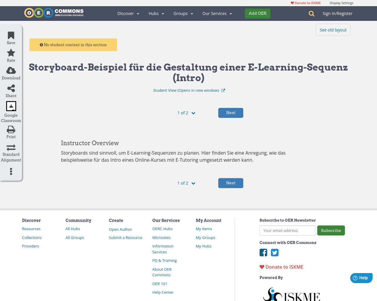 Storyboard-Beispiel für die Gestaltung einer E-Learning-Sequenz (Intro ...