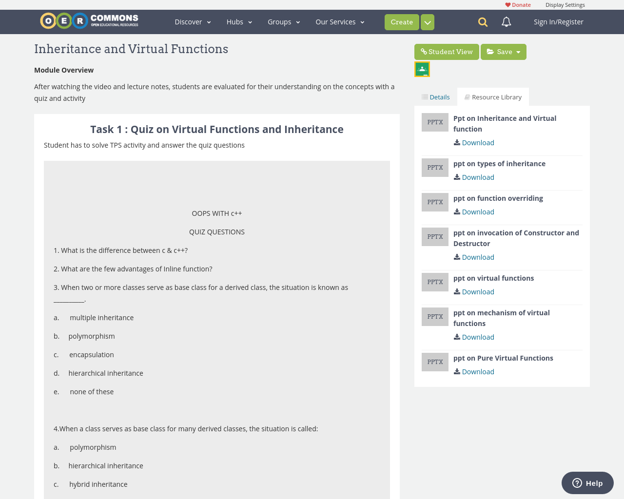 Inheritance and Virtual Functions | OER Commons