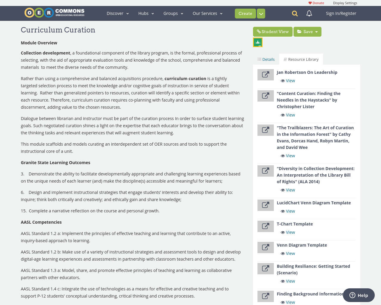 Curriculum Curation | OER Commons