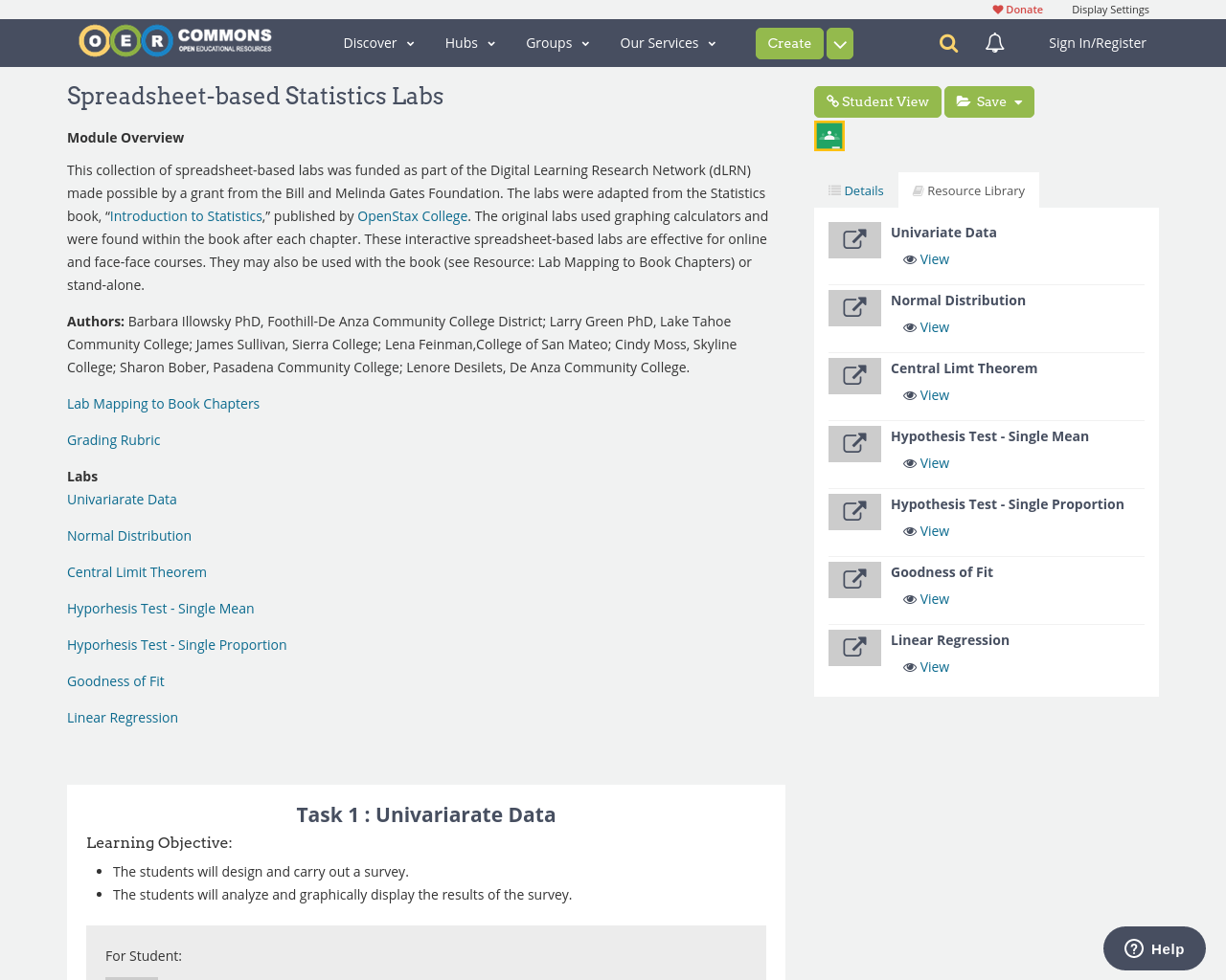 Spreadsheet-based Statistics Labs | OER Commons