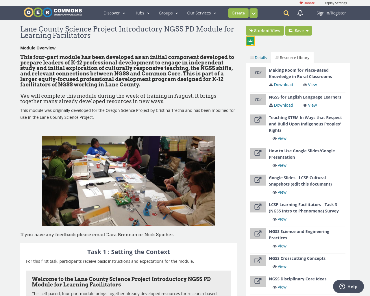 Lane County Science Project Introductory NGSS PD Module for Learning ...