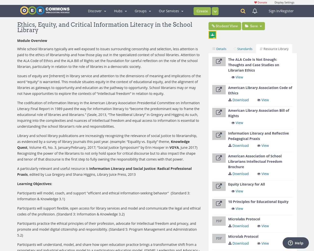 Ethics, Equity, and Critical Information Literacy in the School Library | OER Commons