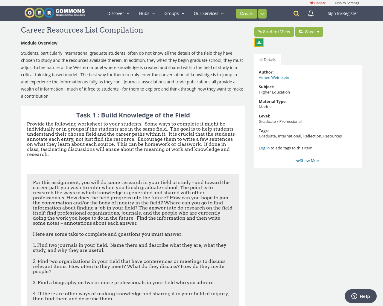 Career Resources List Compilation | OER Commons