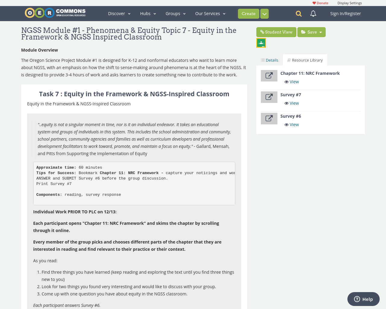 NGSS Module #1 - Phenomena & Equity Topic 7 - Equity in the Framework ...