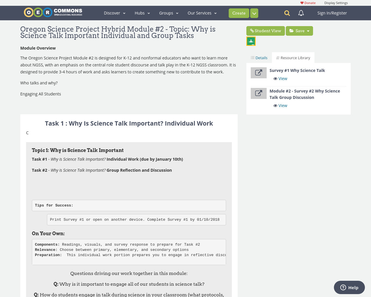 Oregon Science Project Hybrid Module #2 - Topic: Why is Science Talk ...