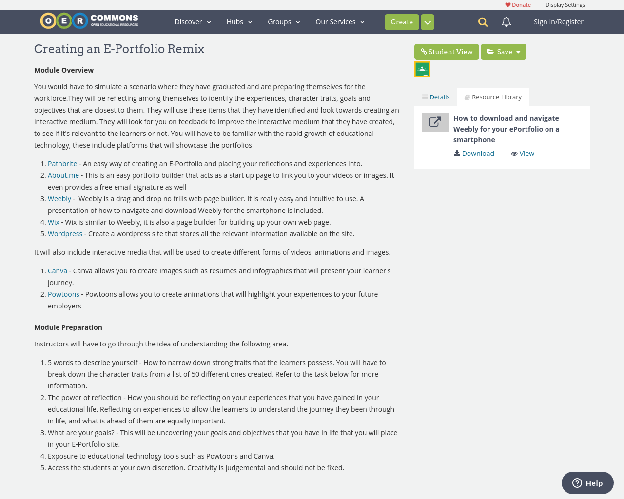 Creating an E-Portfolio Remix | OER Commons