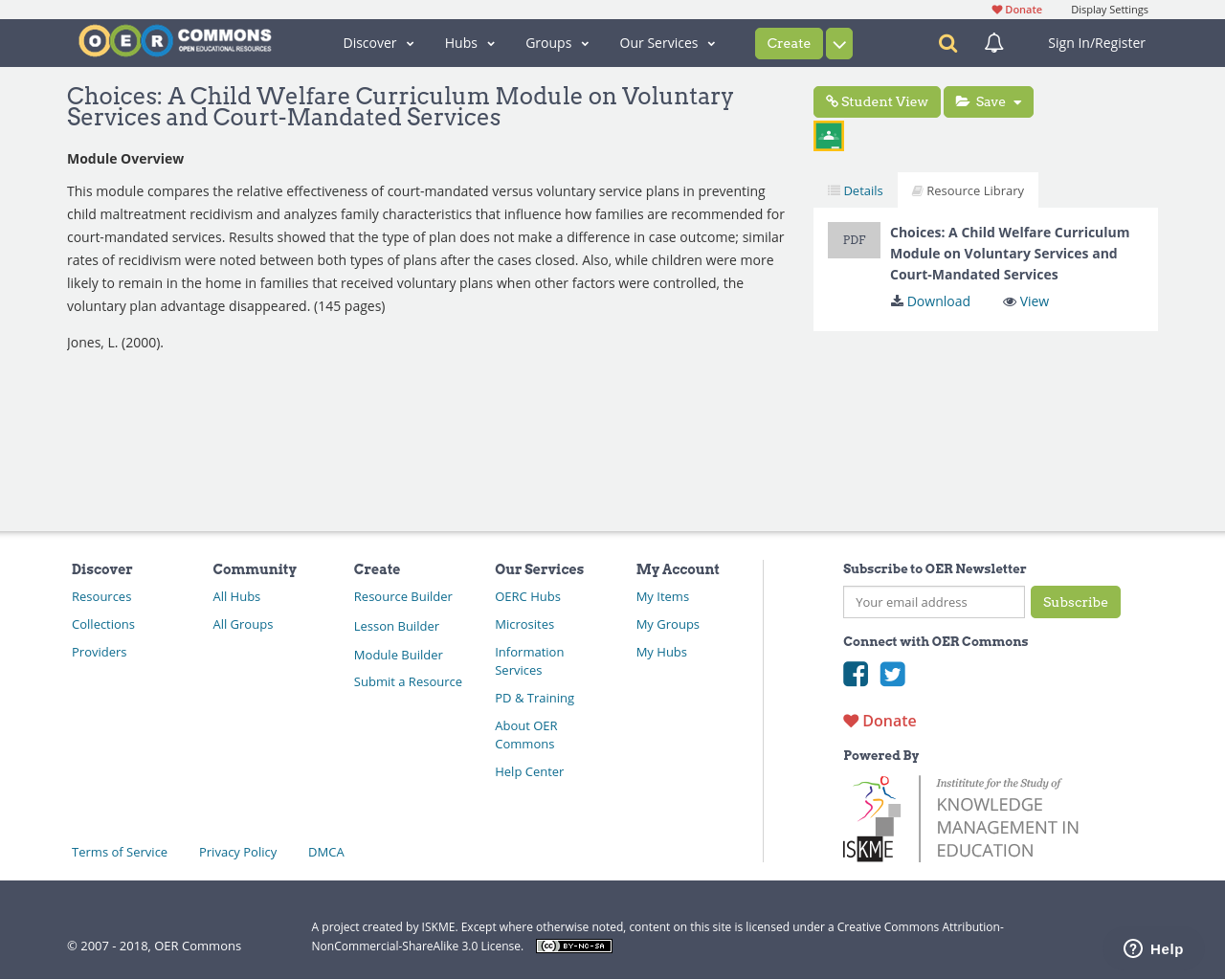 Choices: A Child Welfare Curriculum Module on Voluntary Services and ...