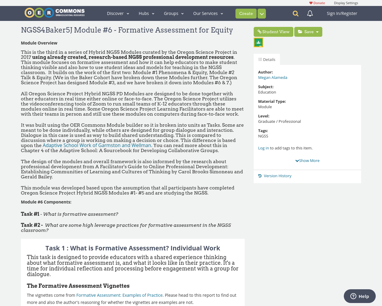 NGSS4Baker5J Module #6 - Formative Assessment for Equity | OER Commons