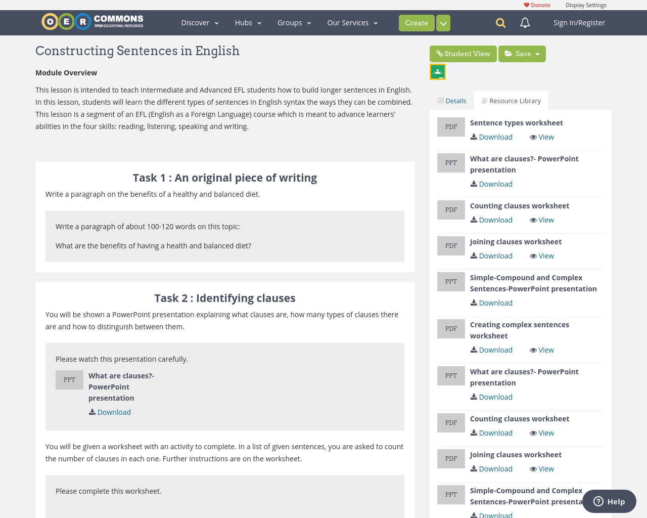 Constructing Sentences in English | OER Commons