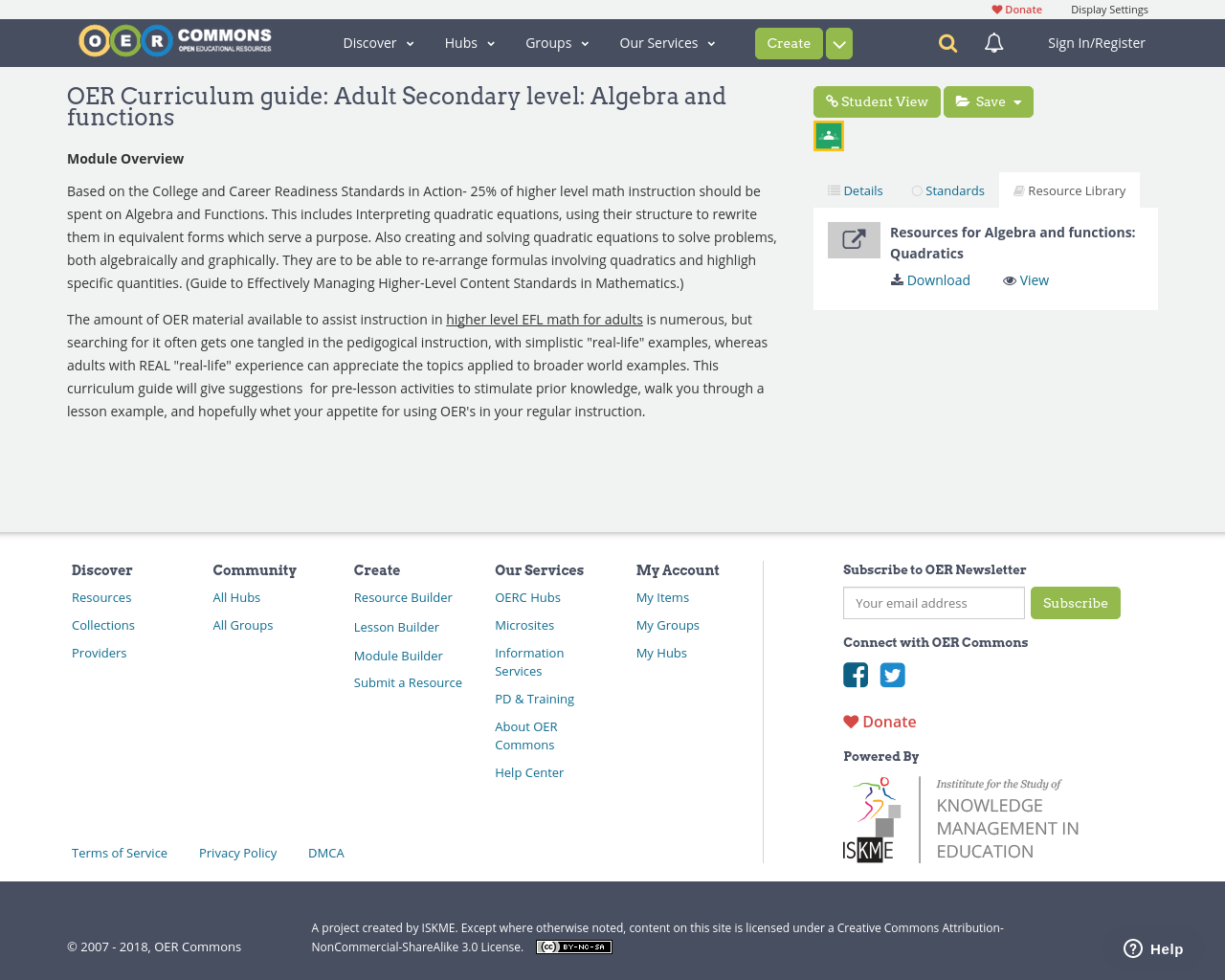 OER Curriculum guide: Adult Secondary level: Algebra and functions ...