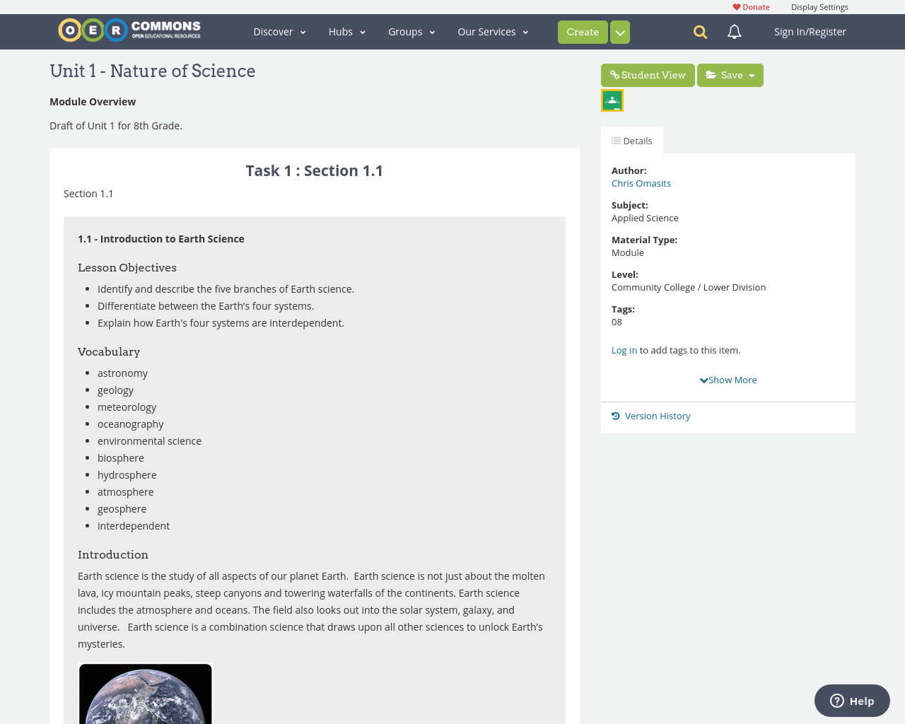 Unit 1 - Nature of Science | OER Commons