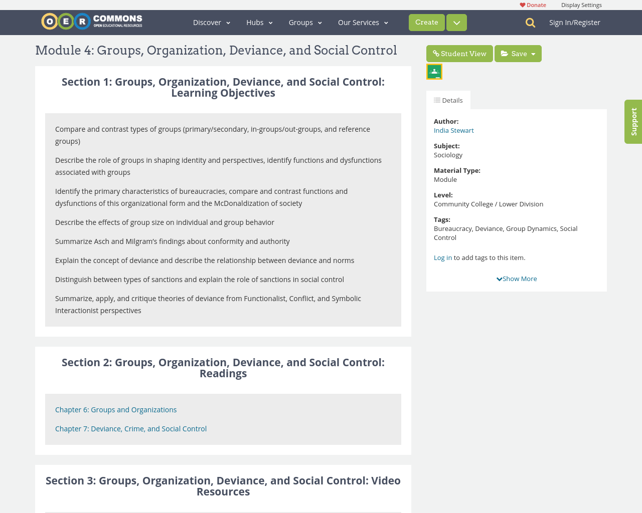 Module 4: Groups, Organization, Deviance, and Social Control | OER Commons