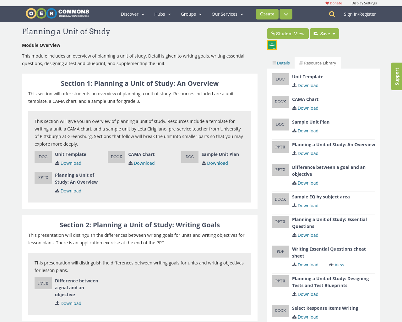 Planning a Unit of Study | OER Commons