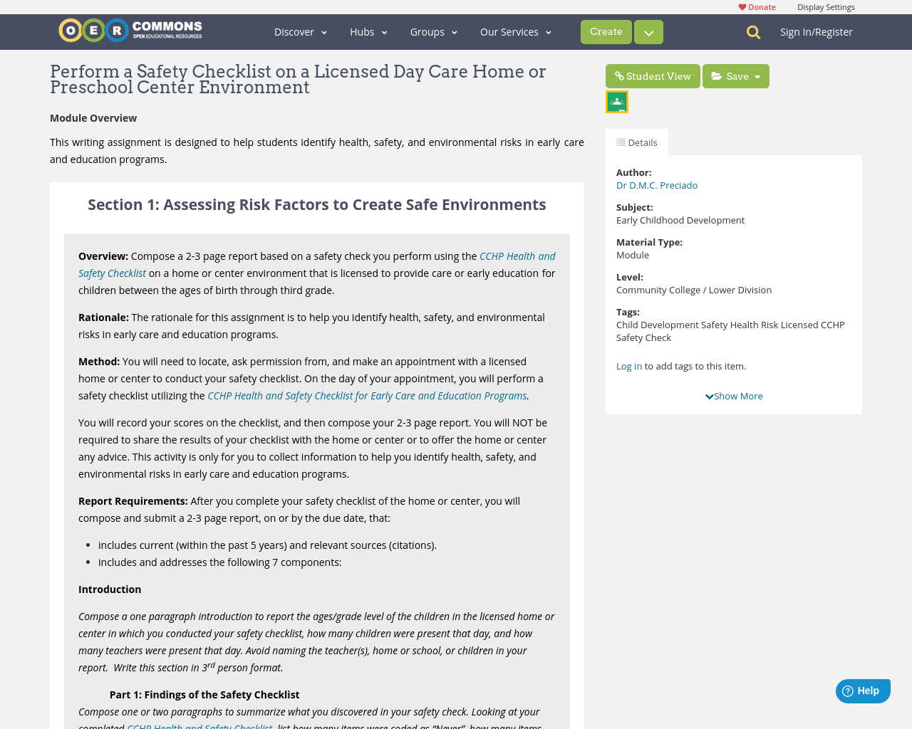 Perform a Safety Checklist on a Licensed Day Care Home or Preschool ...