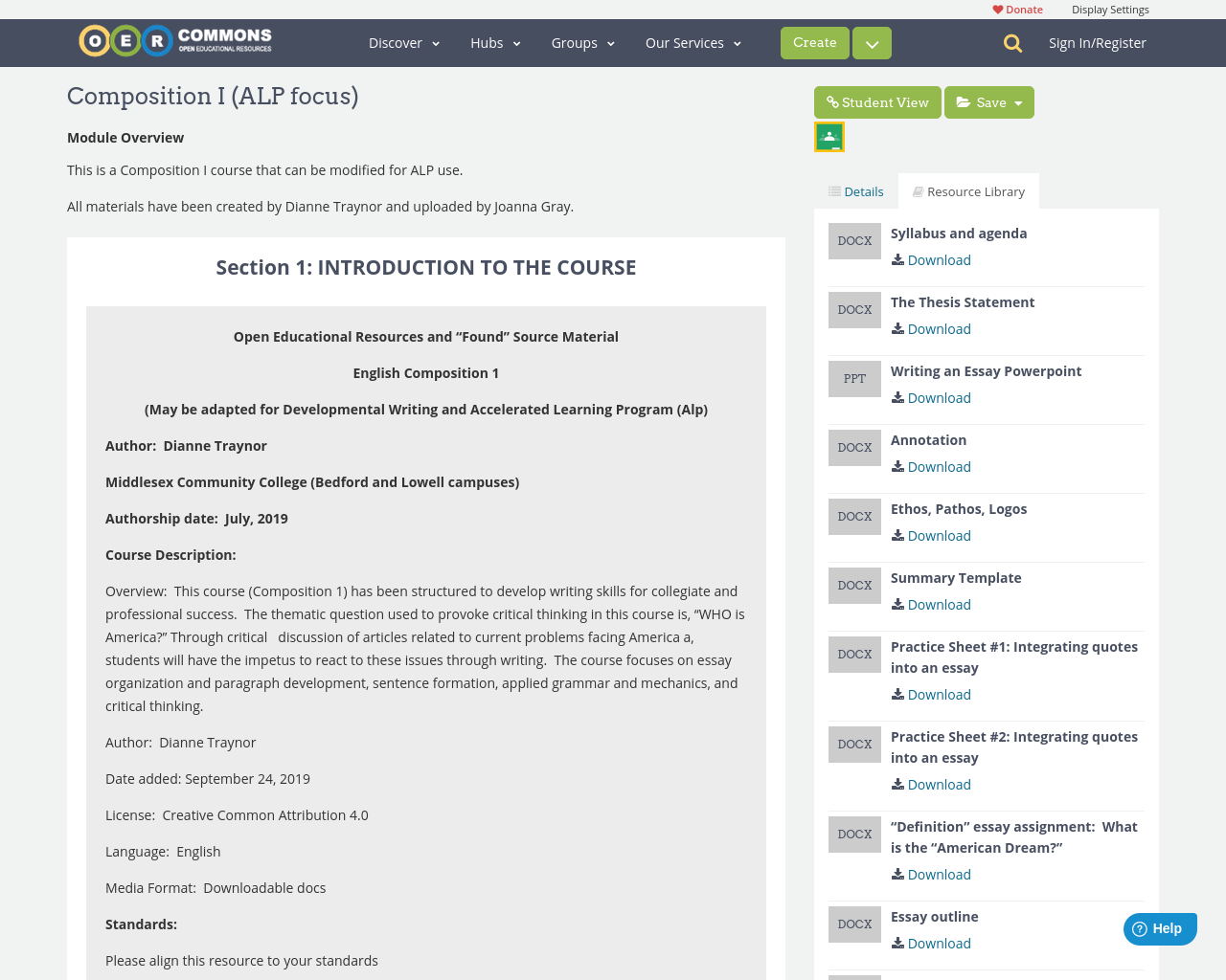 Composition I (ALP focus) | OER Commons